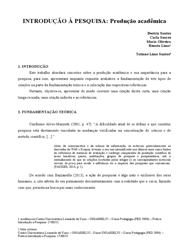 Modelo de Paper 1 Pronto | PDF | Science | Citação