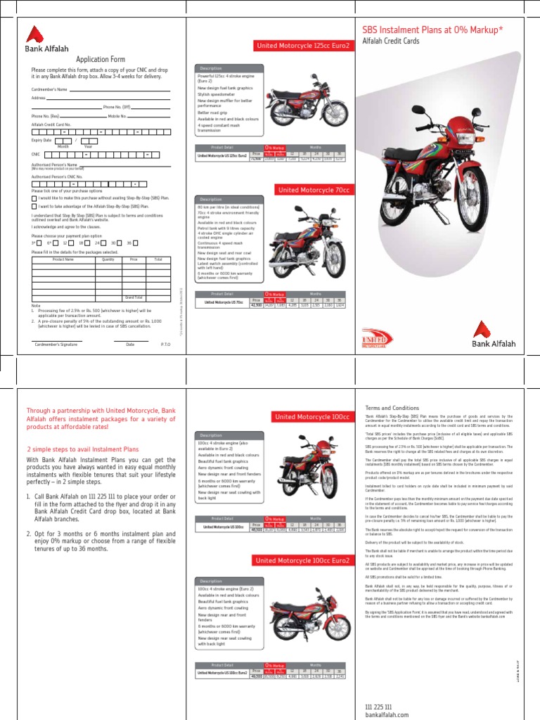 SBS Instalment Plans at 0% Markup : Alfalah Credit Cards Application ...