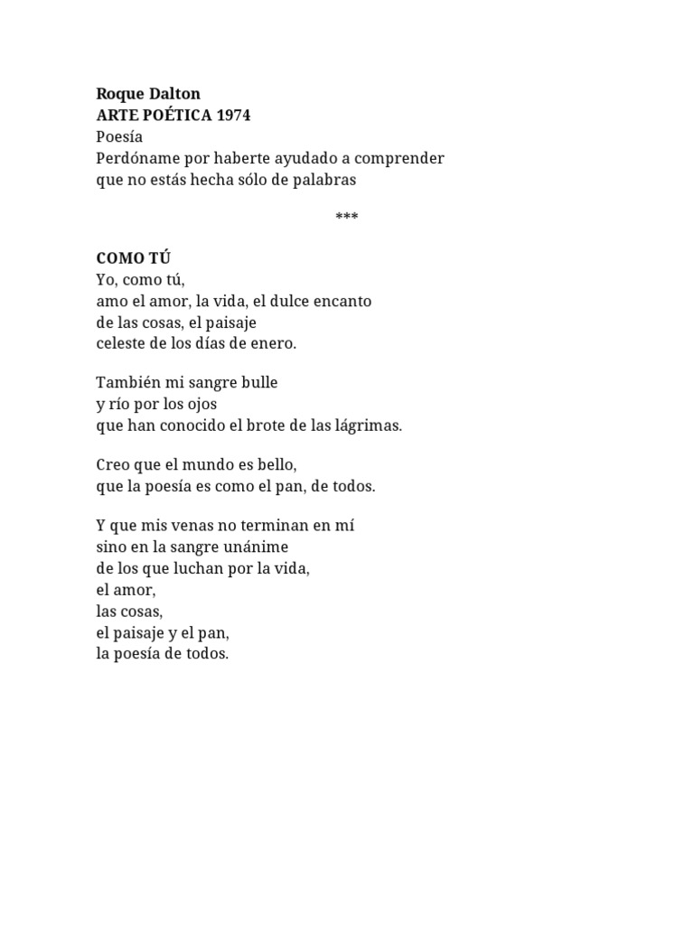 Roque Dalton Como Tu | PDF
