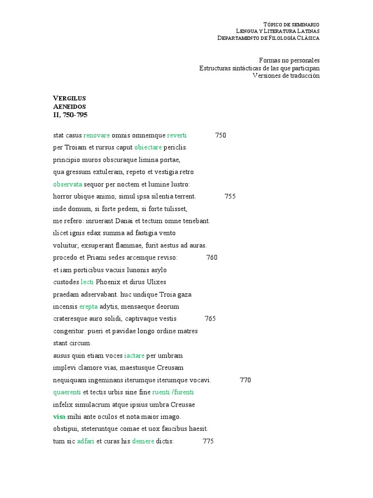 Eneida Libro II, 750-790 | PDF