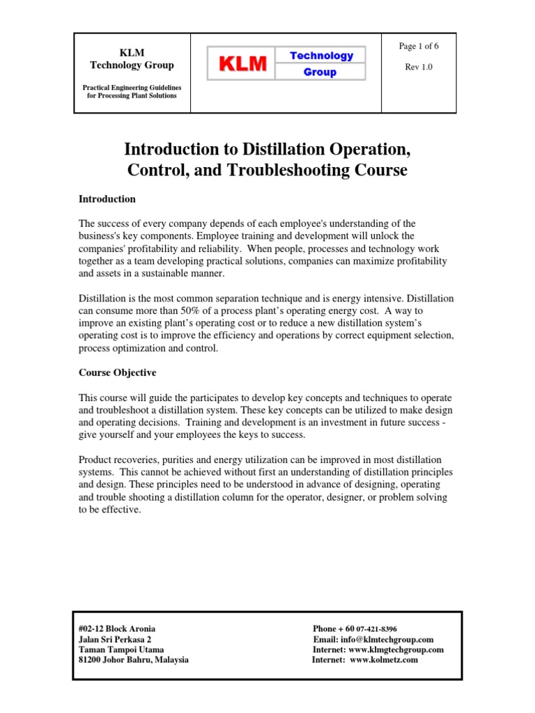KLM Intro Distillation Rev 3 | PDF | Distillation | Design