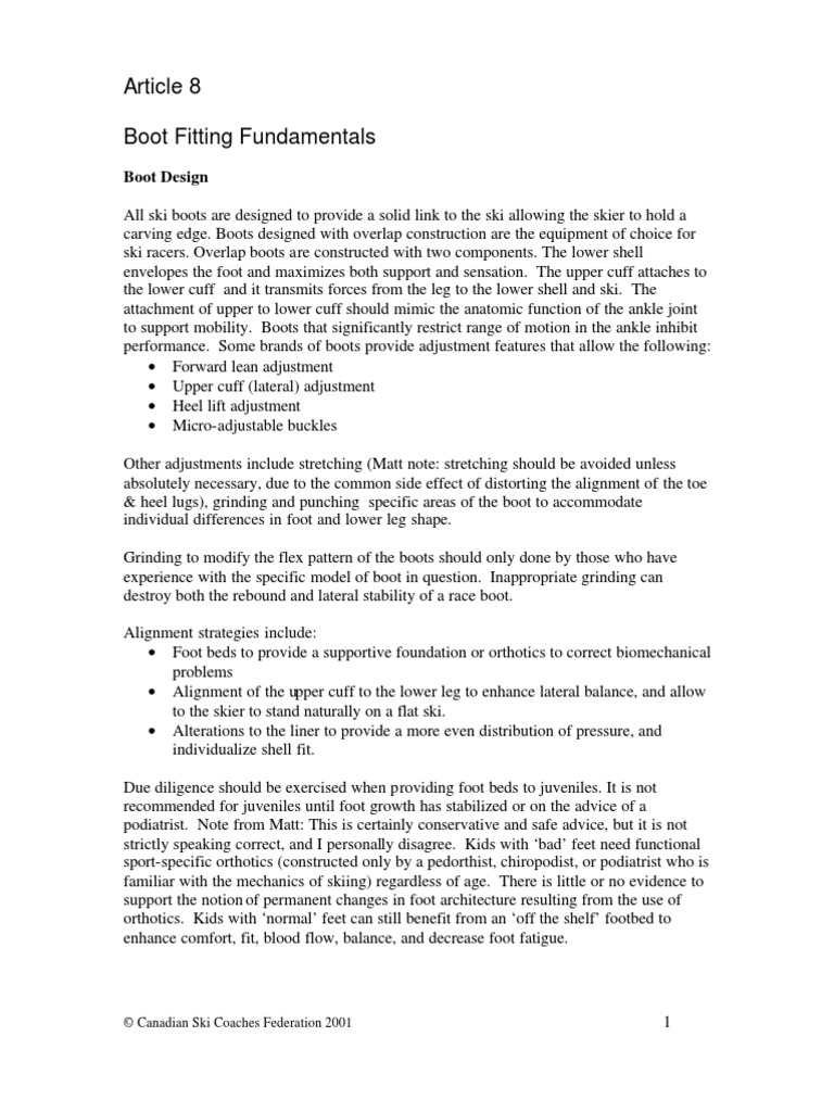 Boot Fitting Fundamentals | Download Free PDF | Foot | Anatomical Terms ...