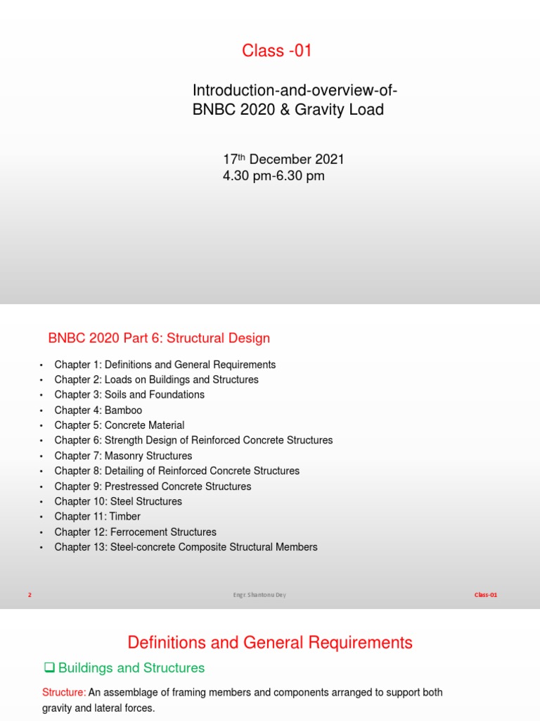 Class 01 (ntroduction-and-overview-of-BNBC 2020) | PDF | Framing ...