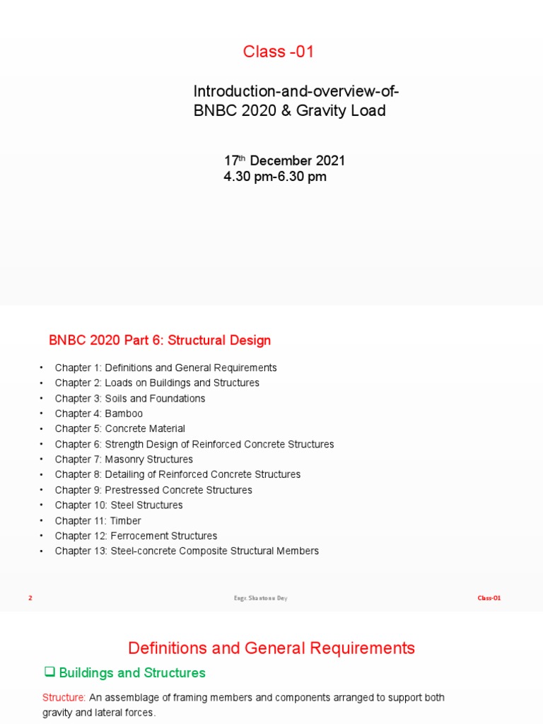 Class 01 (Ntroduction and Overview of BNBC 2020) | Download Free PDF | Framing (Construction ...