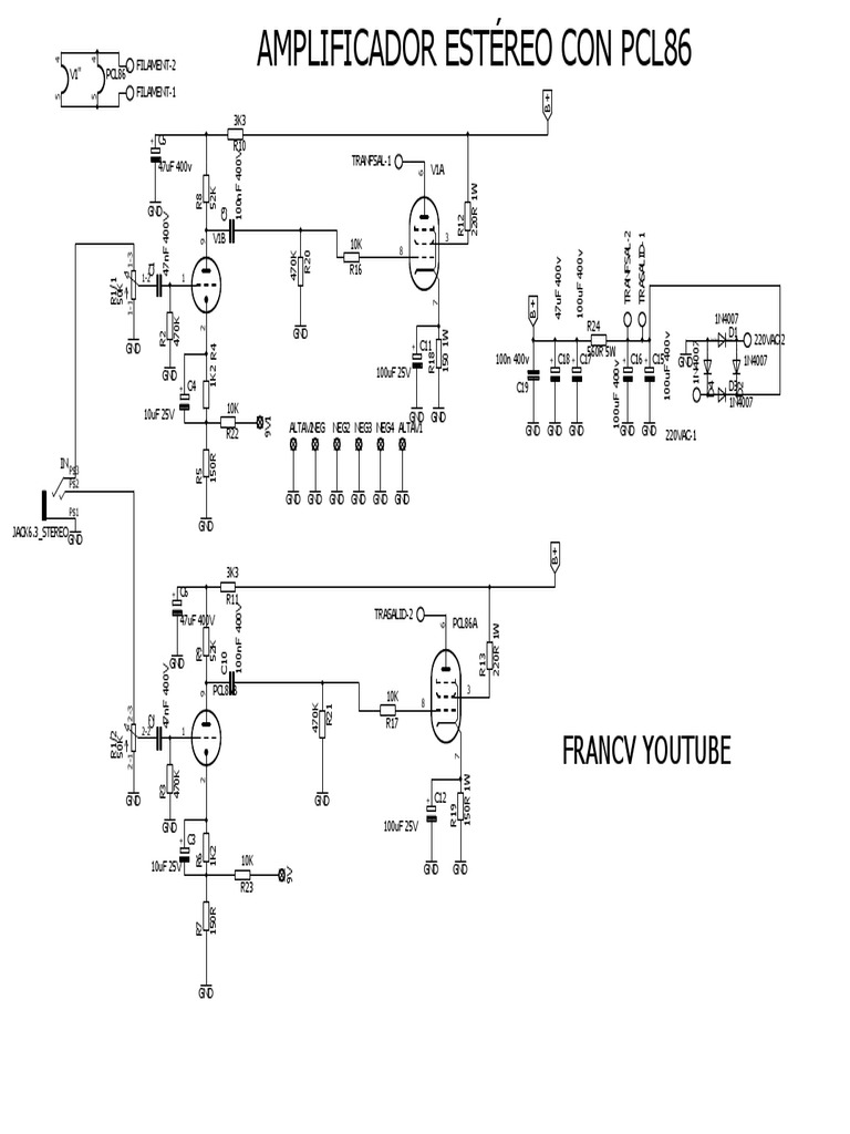 Stereo Amplifier PCL86 Schematic | PDF