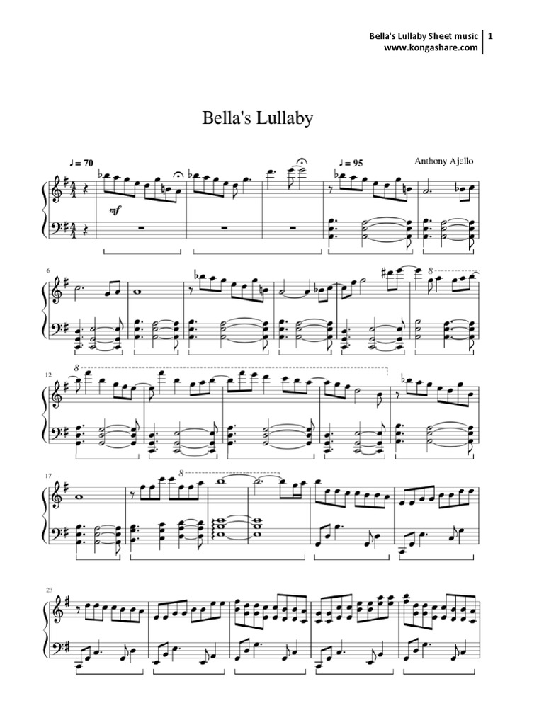Bella's Lullaby Sheet Music Download | PDF | Art | Poetry