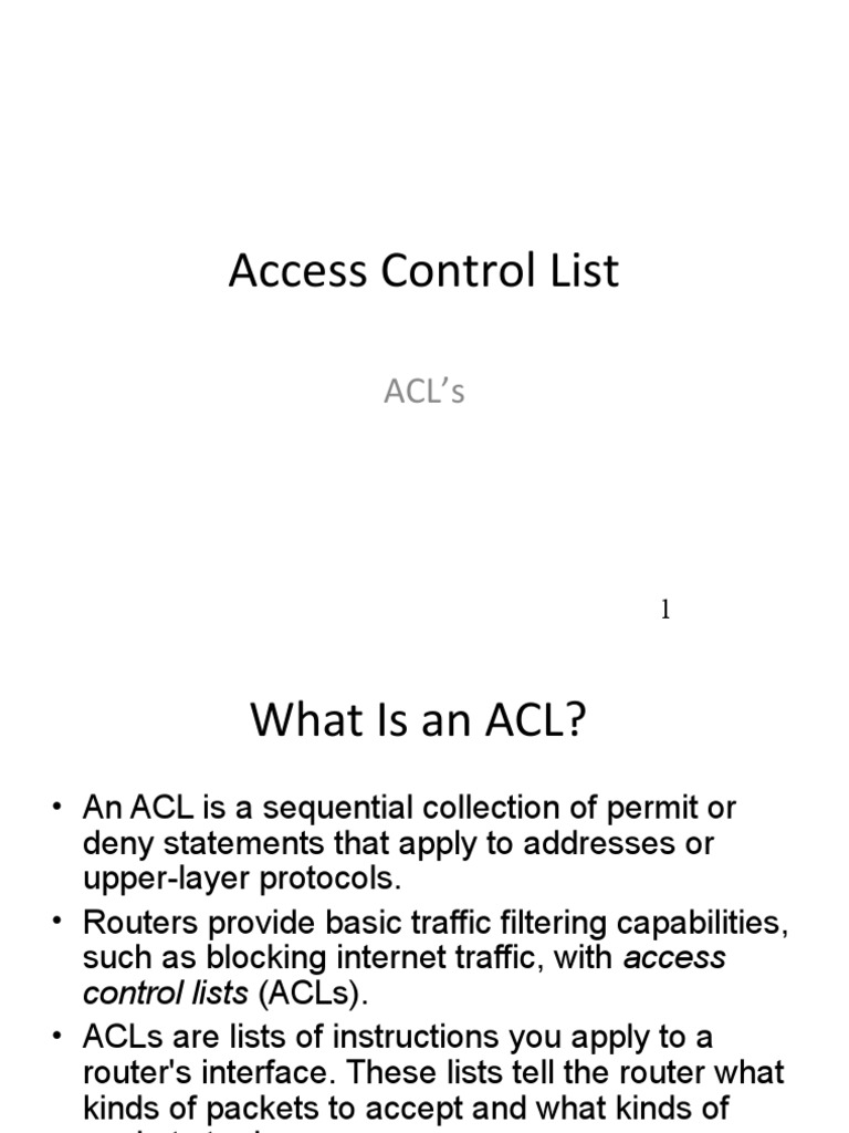 Access Control List: ACL's | PDF | Computer Network | Router (Computing)