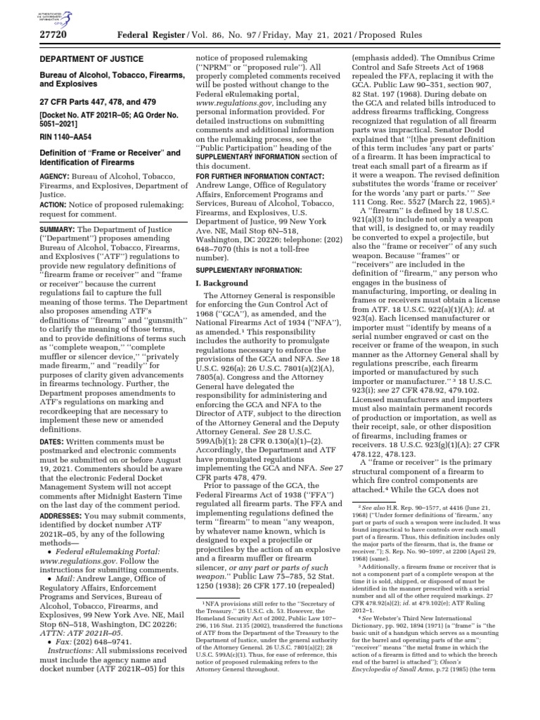 Bureau of Alcohol, Tobacco, Firearms, and Explosives 27 CFR Parts 447 ...