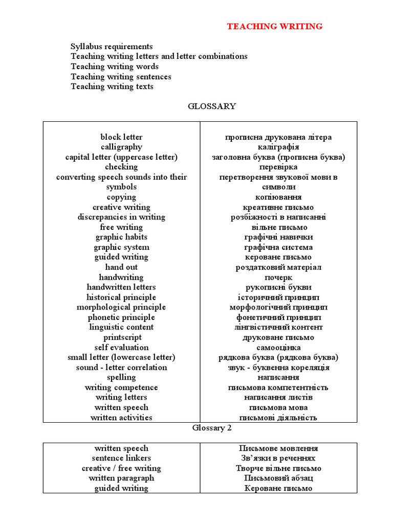 1 Lecture. Teaching Writing | PDF