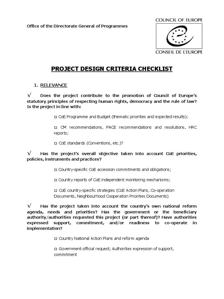 Project Design Checklist | PDF | Capacity Building | Economies