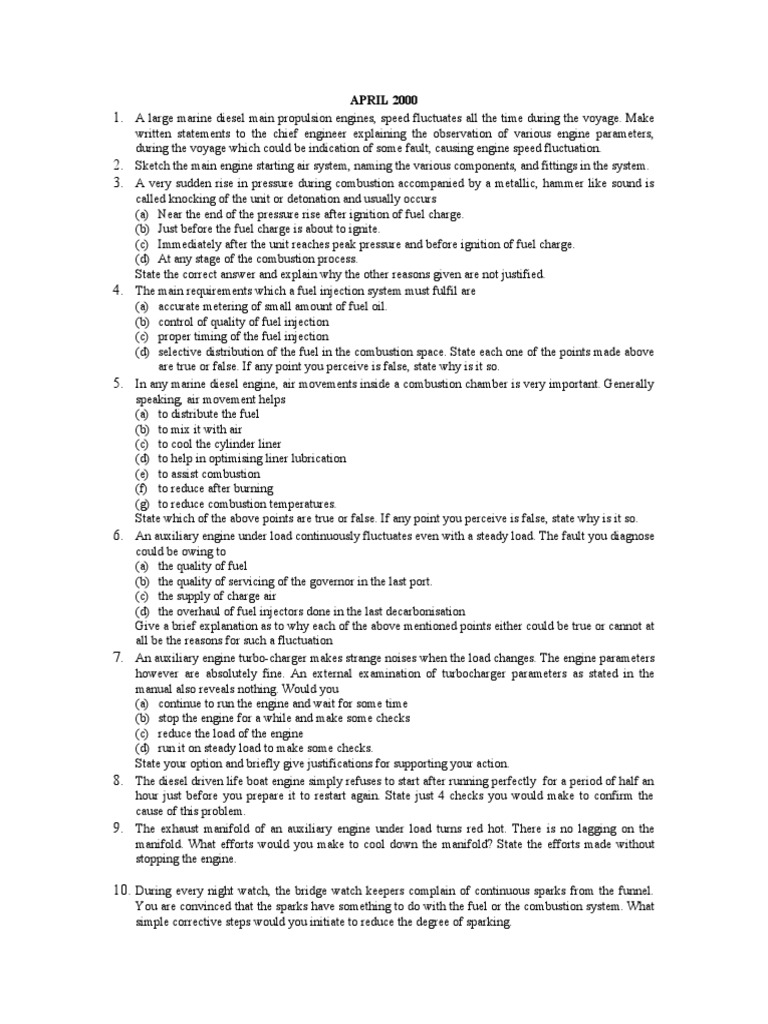 Marine Diesel Engine Parameters and Fault Diagnosis | PDF | Diesel ...