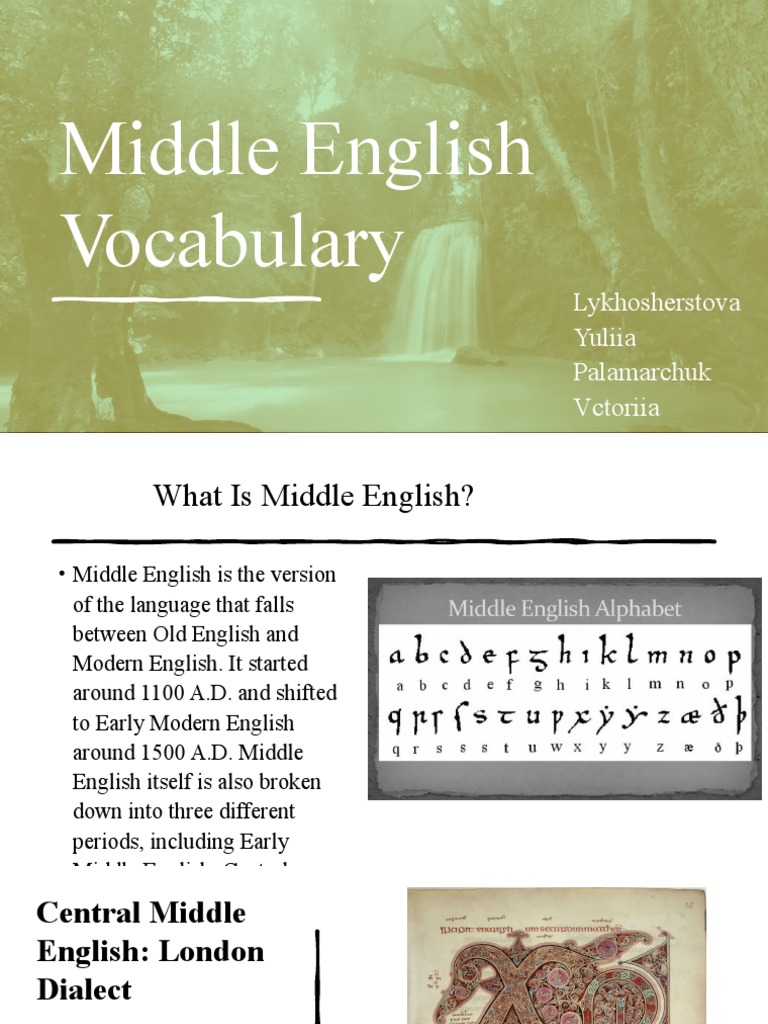Middle English Vocabulary: Lykhosherstova Yuliia Palamarchuk Vctoriia ...