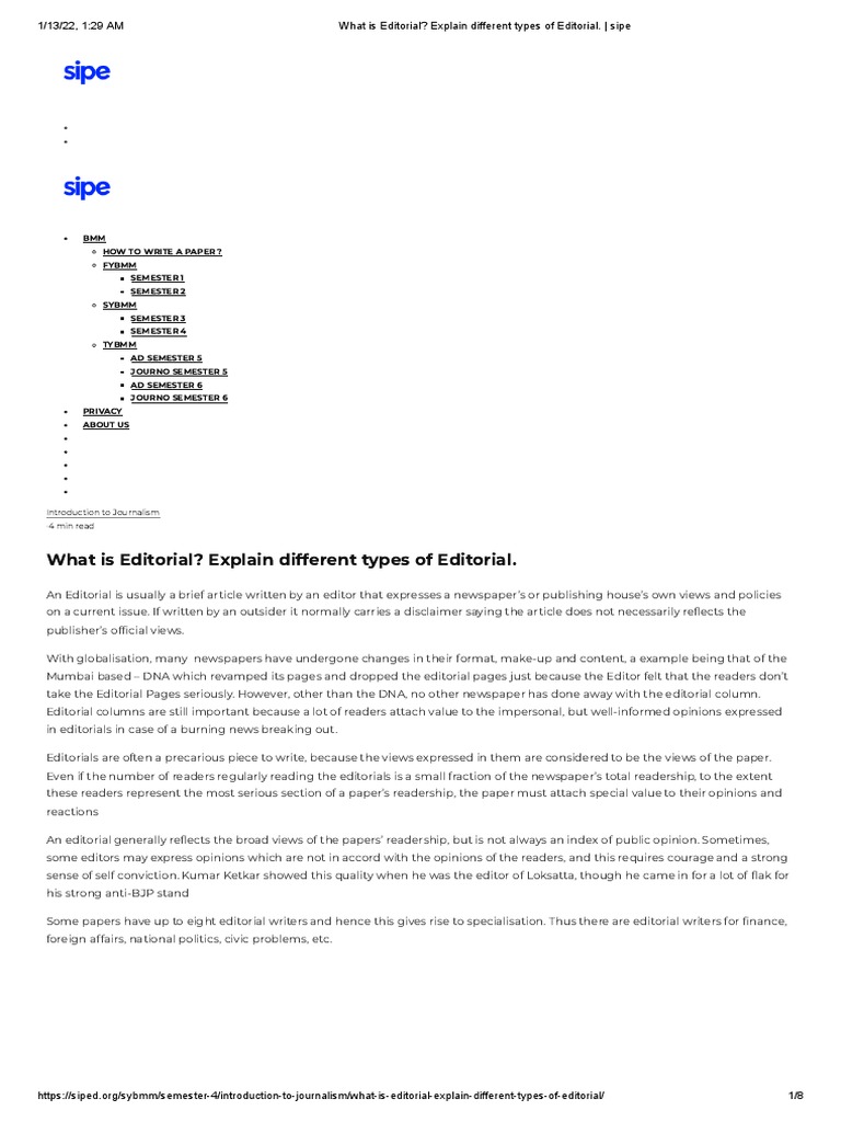 What Is Editorial? Explain Different Types of Editorial | PDF ...