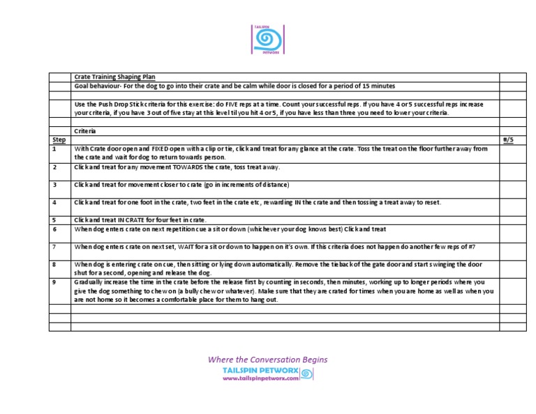 Crate Training Shaping Plan Guide | PDF