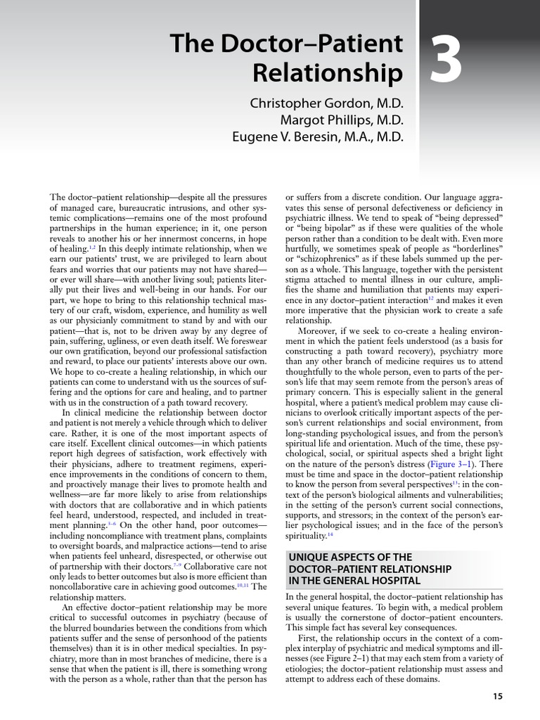 The Doctor-Patient Relationship | PDF | Psychiatry | Empathy
