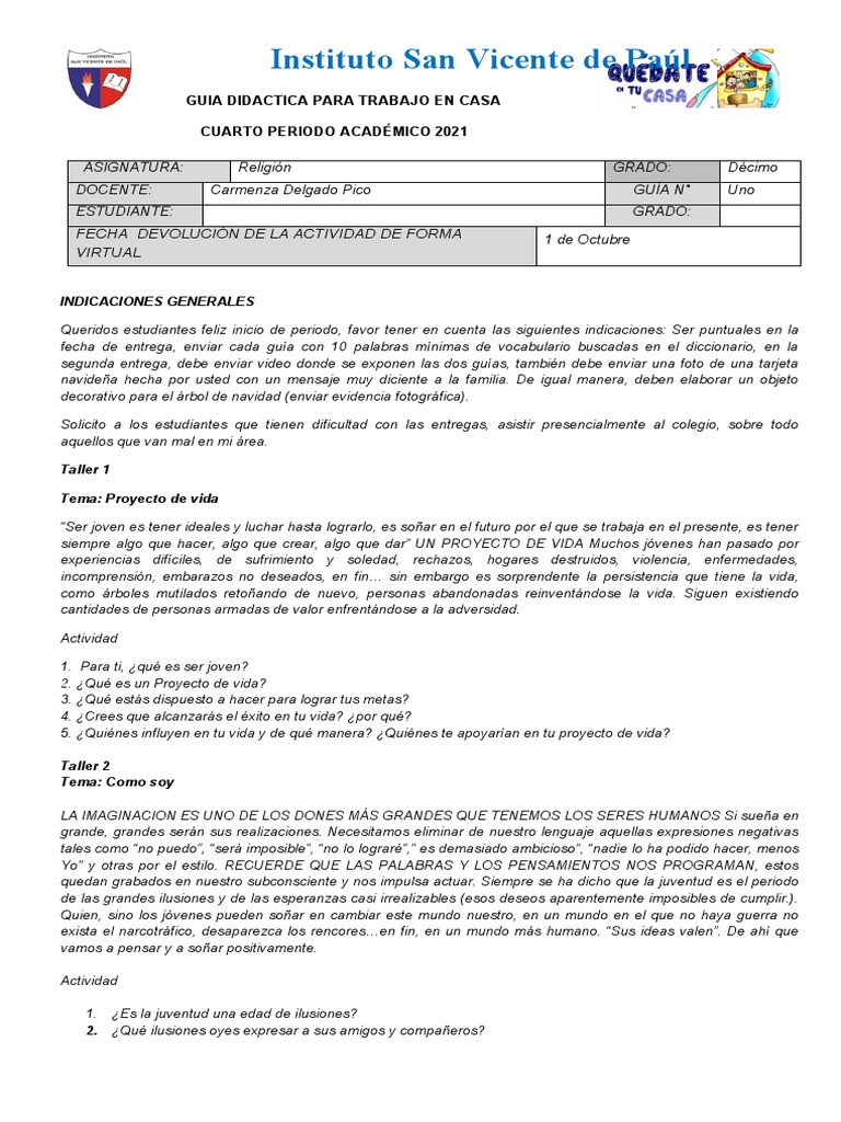 Religión Décimo Cuarto Periodo 2021 | PDF