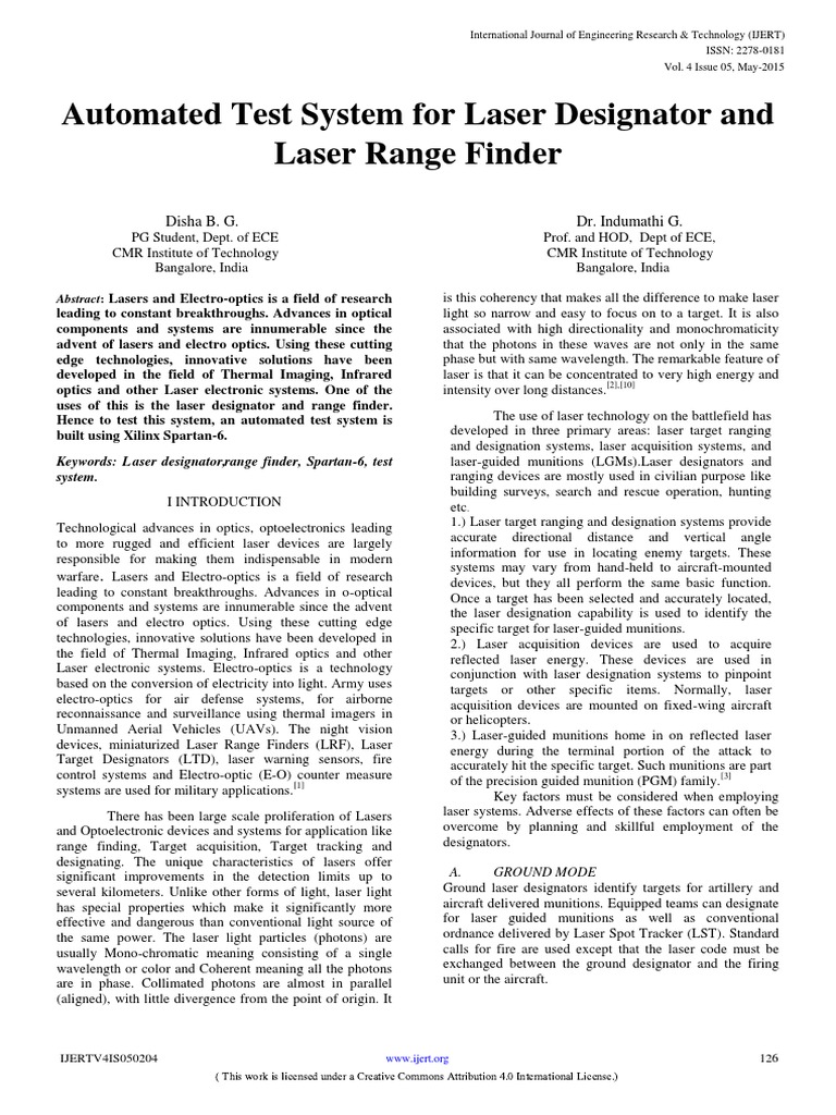 Automated Test System for Laser Designator and Laser Range Finder | PDF ...