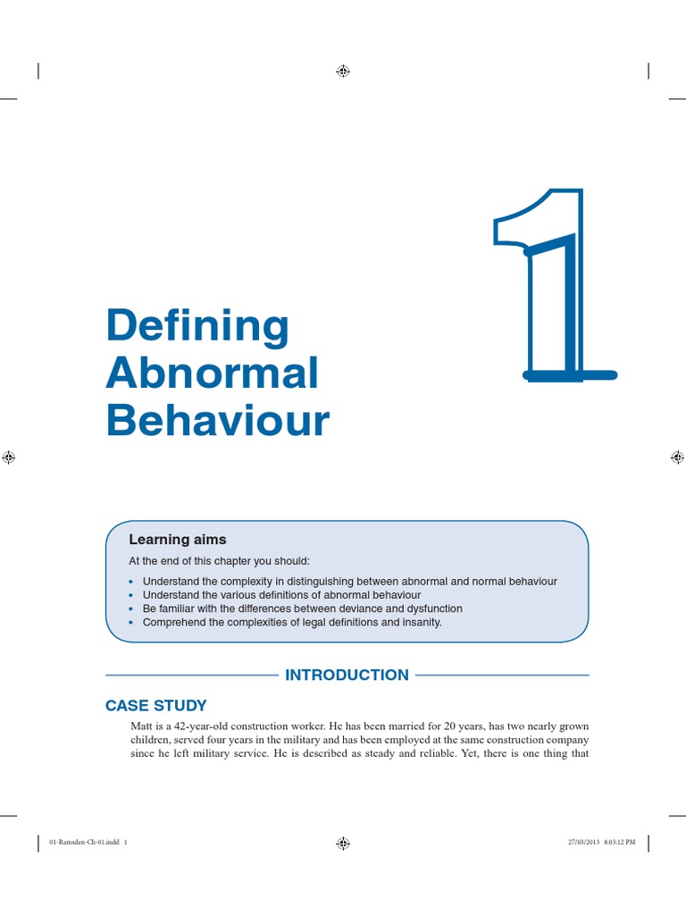 Defining Abnormal Behaviour Case Study Pdf Woman Mental Disorder