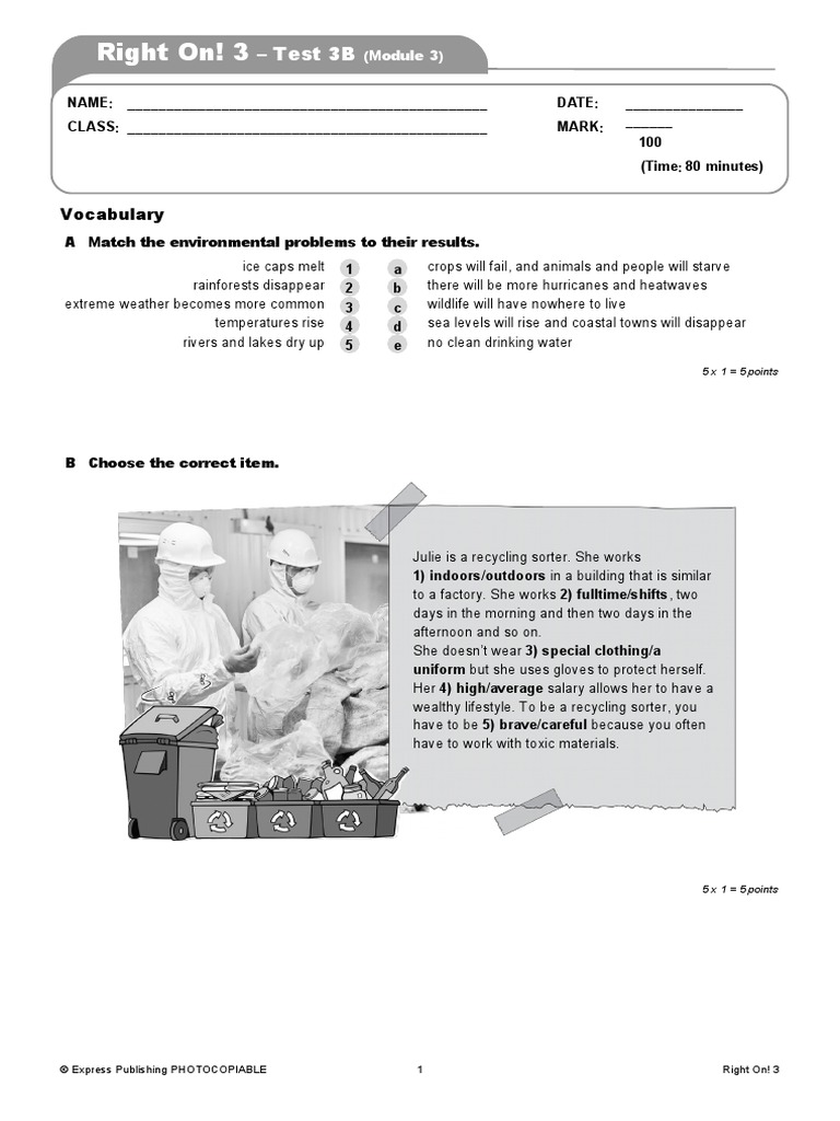 08 Right On 3 - Test 3B - Mod 3 | PDF