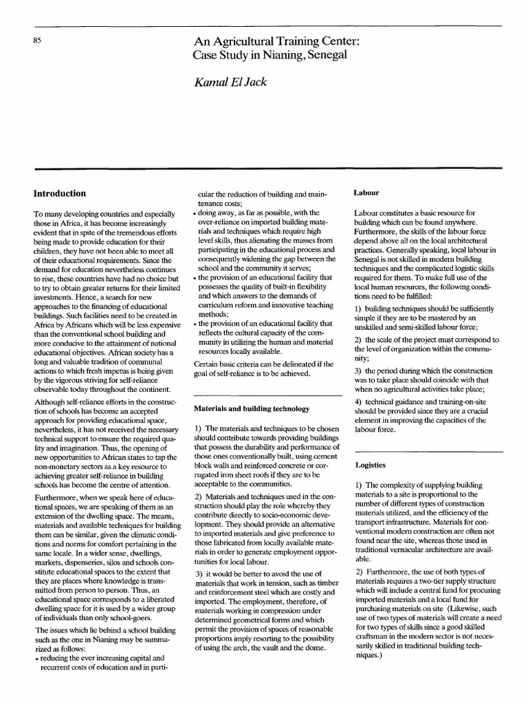 An Agricultural Training Center Case Study in Nianing Senegal | PDF ...