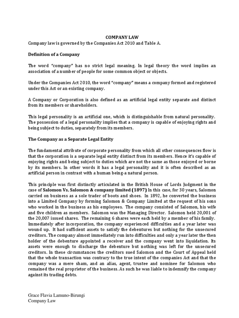 Company Law 1 Introduction | PDF | Sole Proprietorship | Trust Law