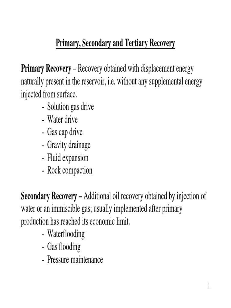Oil Recovery: Primary to Tertiary Methods | PDF | Enhanced Oil Recovery ...