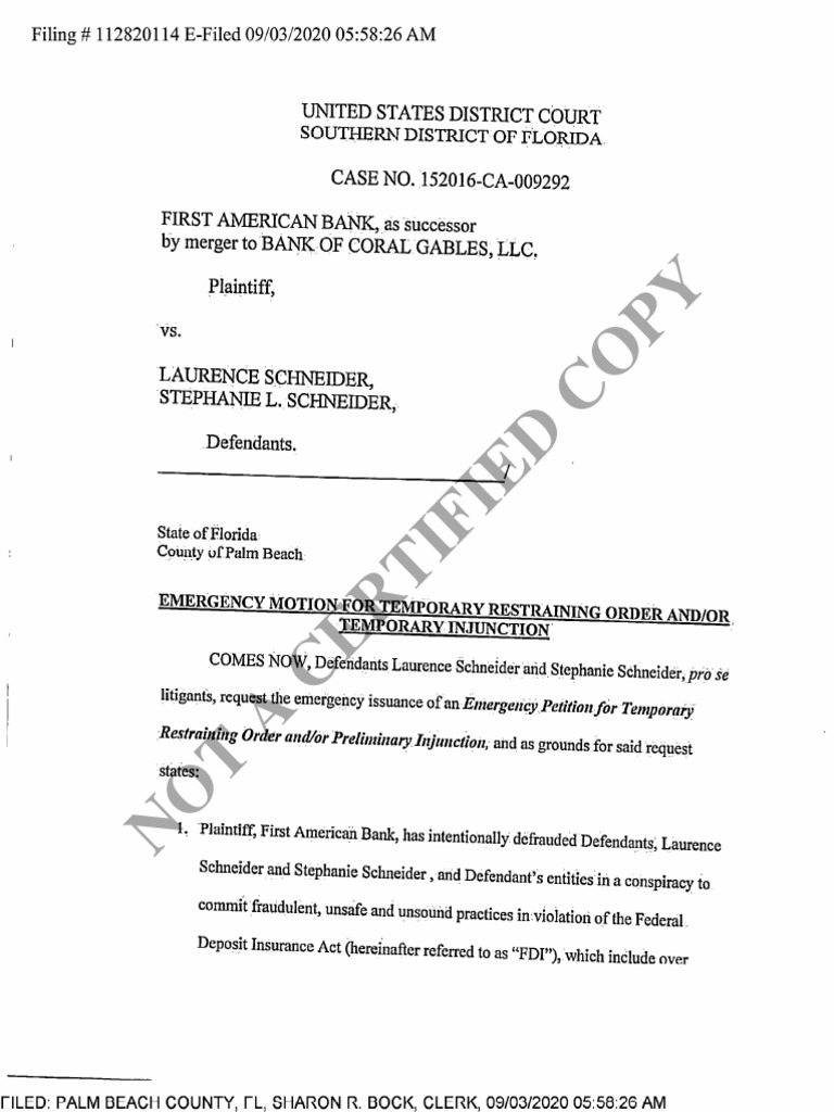 D.E. 536 Emergency Motion For Temporary Restraining Order And/or Temporaryinjunction | PDF ...