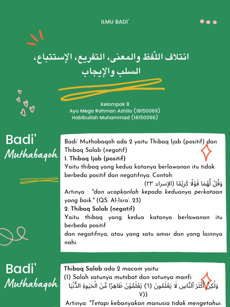 Ilmu Badi' - Kelompok 8 - Tafri'-Ijab Salab-Istitba' | PDF