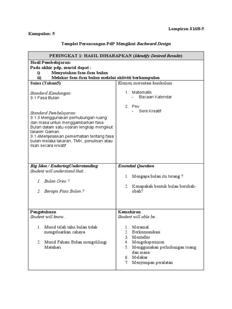 RPH - Backward Design | PDF