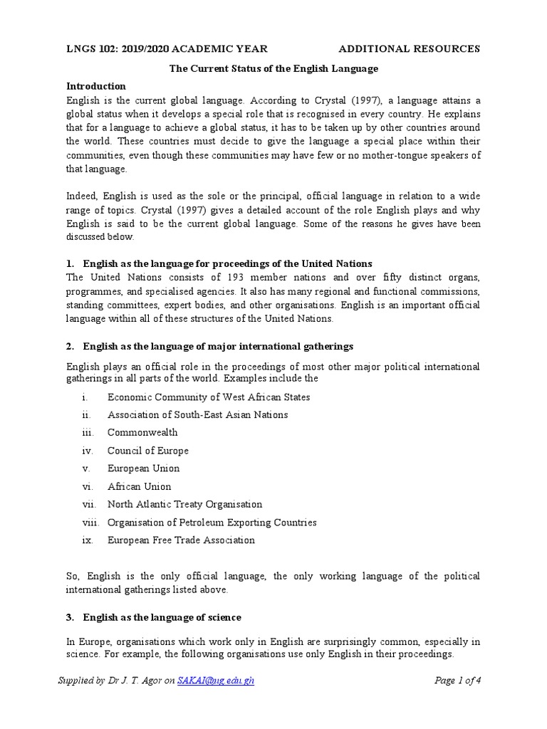 The Rise of English as the Global Language: An Analysis of the Dominant ...