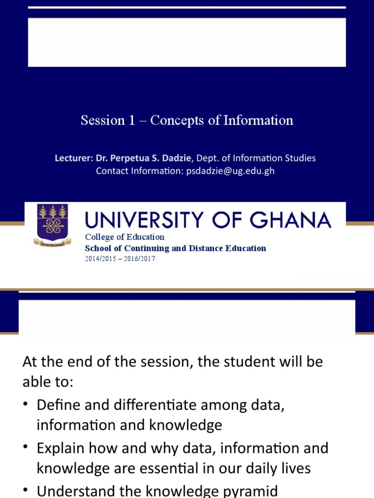 INFS 112 Introduction To Information Management: Session 1 - Concepts ...