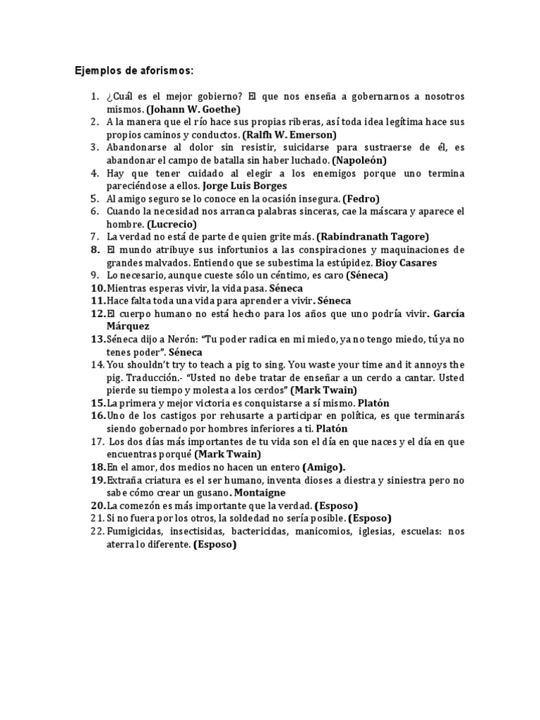 Ejemplos de Aforismos | PDF