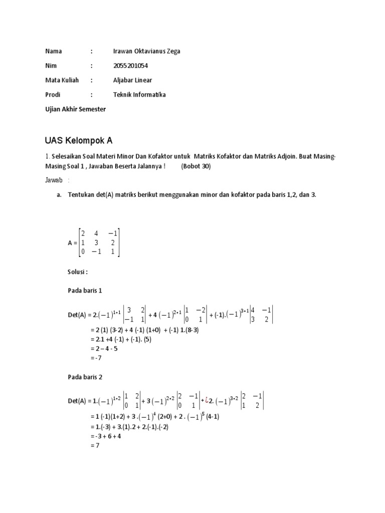 UAS Aljabar Linear | PDF