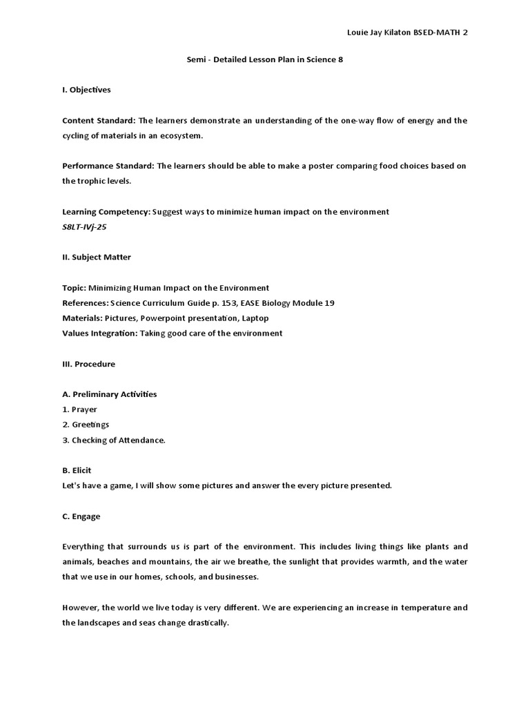 Lesson Plan Example | PDF | Climate Change | Natural Environment