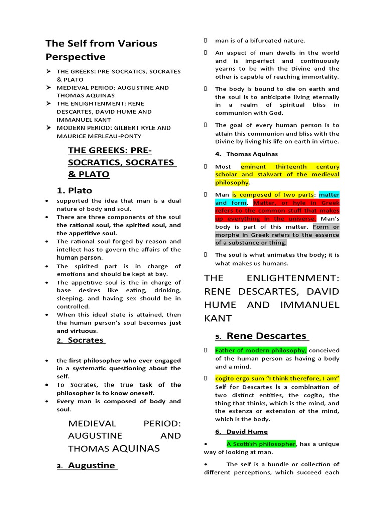 Week 1 (Uts) Reviewer | PDF | Philosophy Of Self | Soul