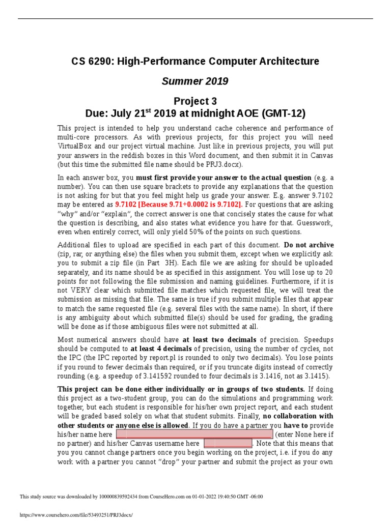 CS 6290: High-Performance Computer Architecture: Summer 2019 | PDF | Multi Core Processor | Cpu ...