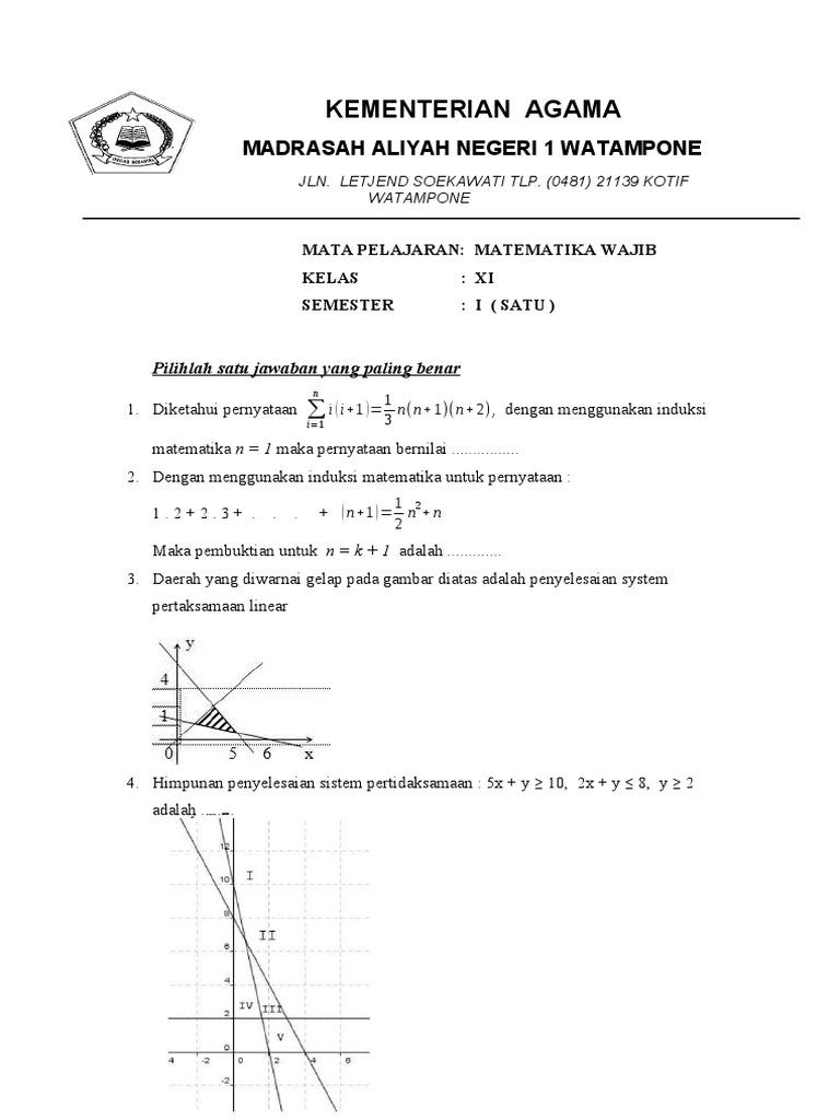 Kisi-Kisi Matematika Wajib Xi | PDF