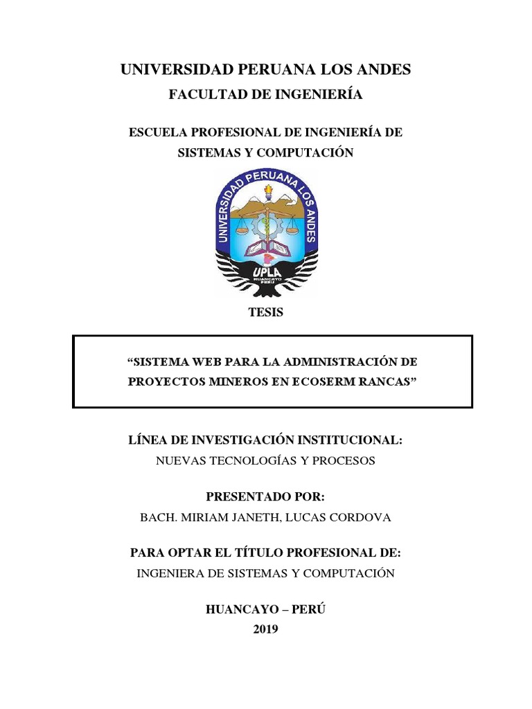 Tesis - Lucas Cordova Miriam Janeth | PDF | Software | Monitoreo y ...