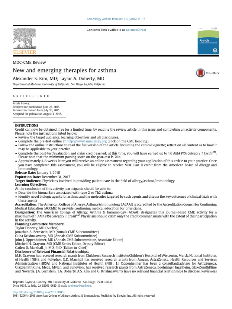 New and Emerging Therapies For Asthma | Download Free PDF | Asthma ...