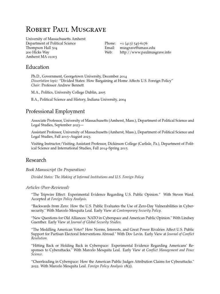 Robert Paul Musgrave: Education | PDF | Political Science ...