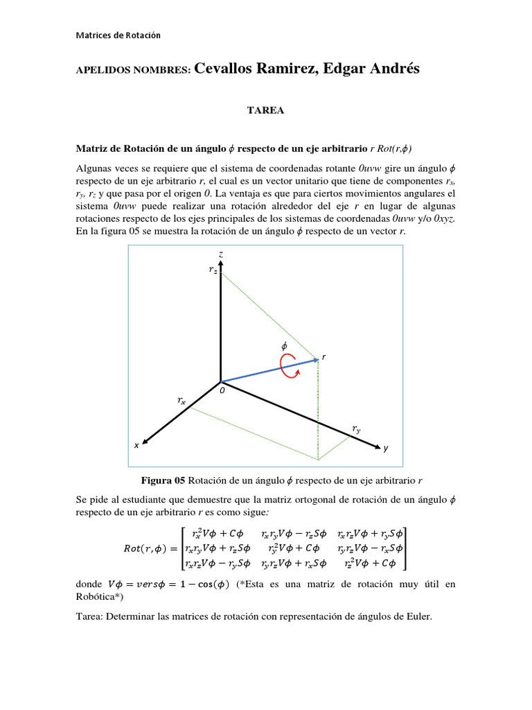Matrices de Rotacion 3D Tarea | PDF