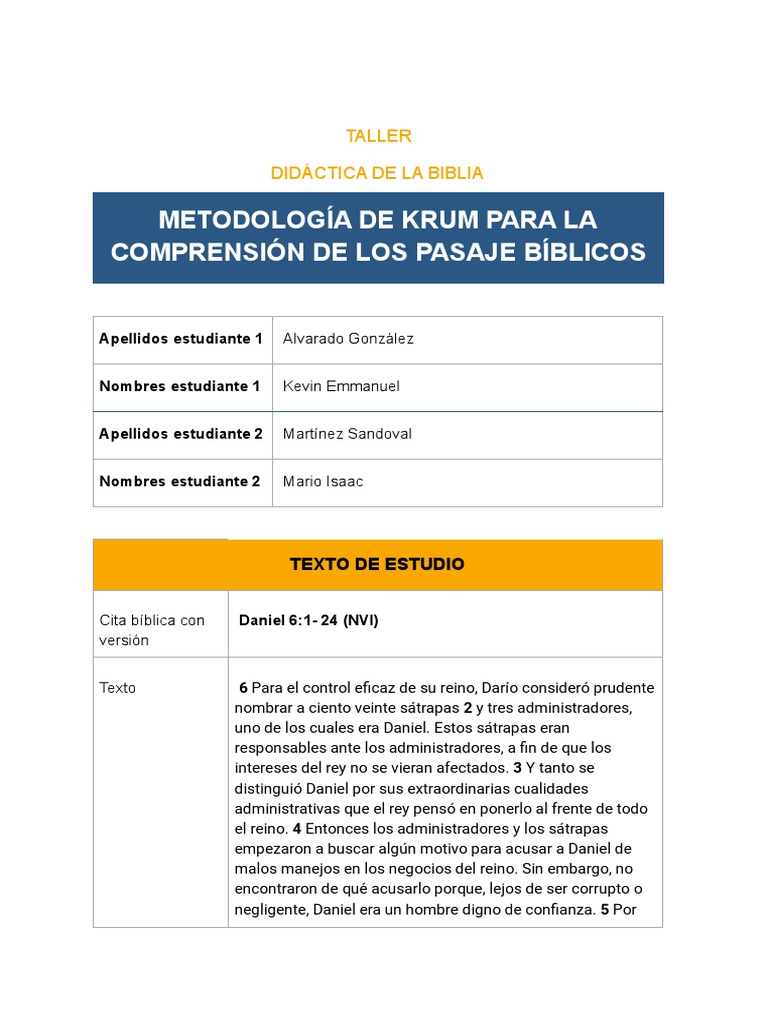 Métodología de Krum para La Comprensión de Los Pasaje Bíblicos | PDF | Daniel (figura bíblica ...