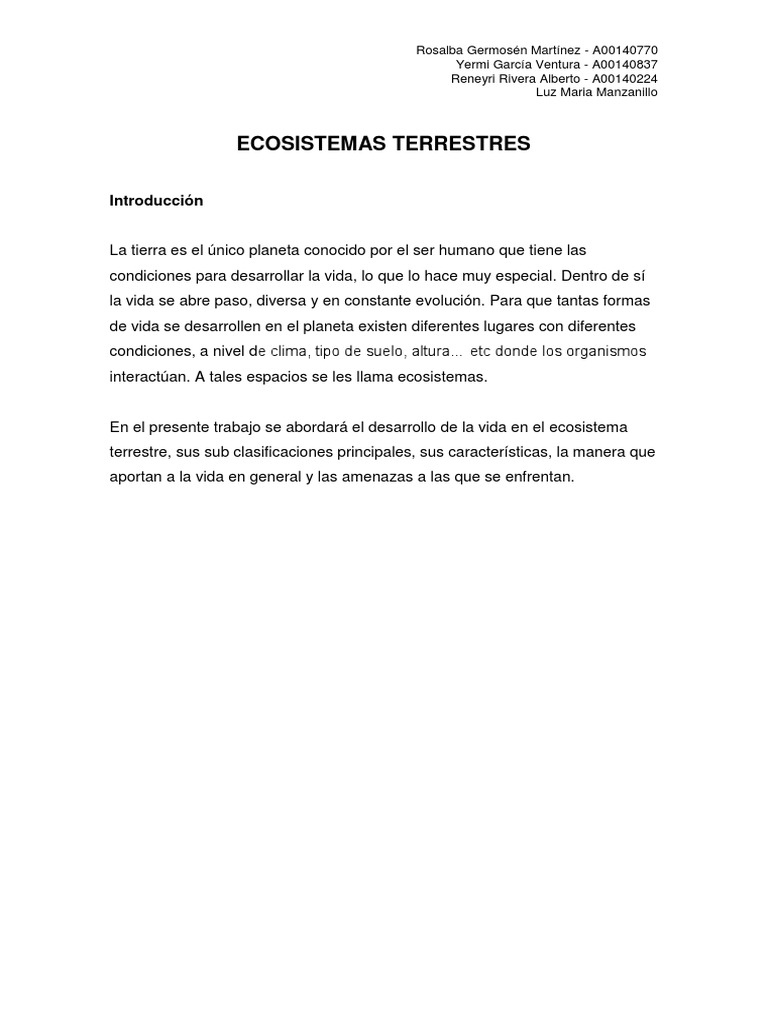 Trabajo Final - Ecosistemas Terrestres | PDF | Selva | Desierto