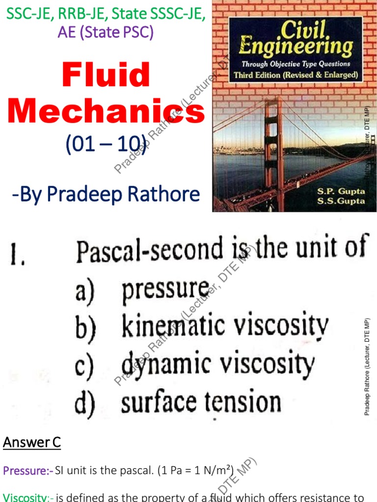 Fluid Mechanics Notes by Pradeep Rathore | PDF | Buoyancy | Viscosity