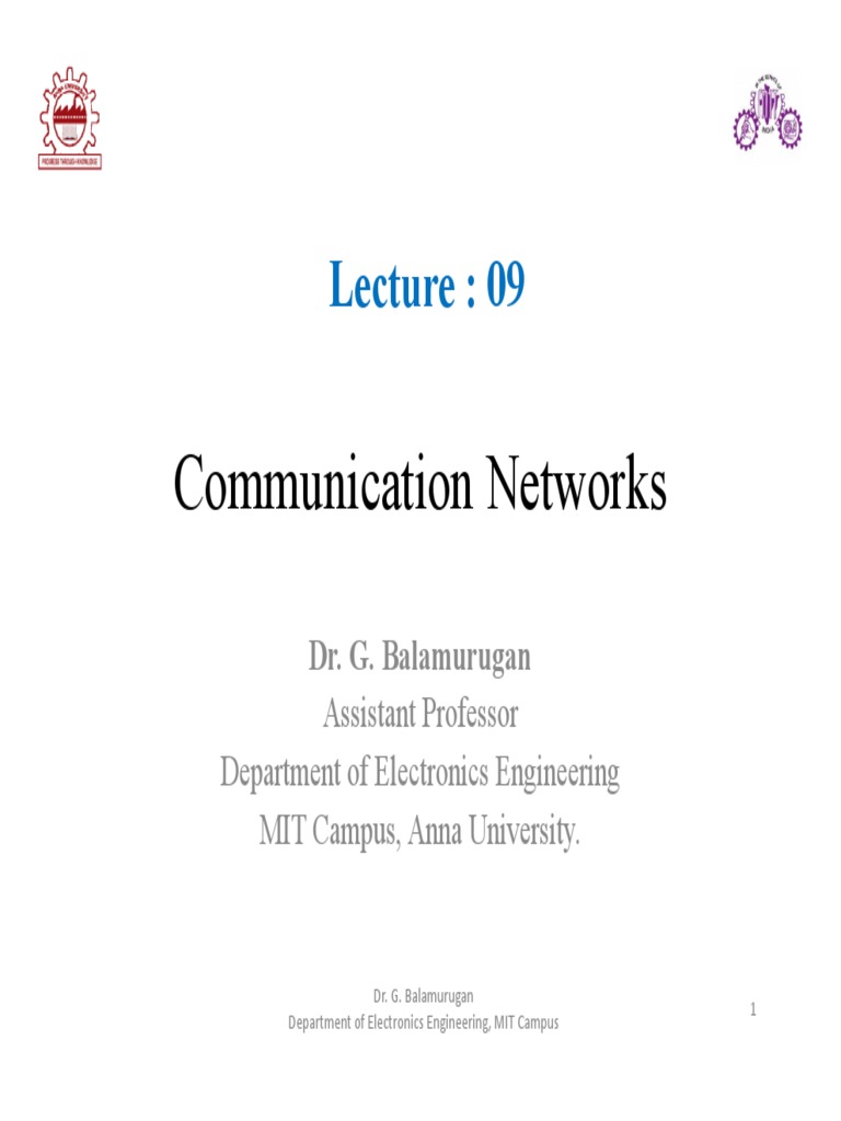 Communication Networks Lecture 09 - Flow Control, Error Control (Read ...