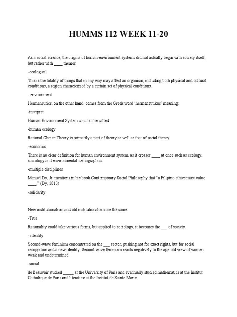 Humms 112 Week 11-20 | PDF | Social Sciences | Science