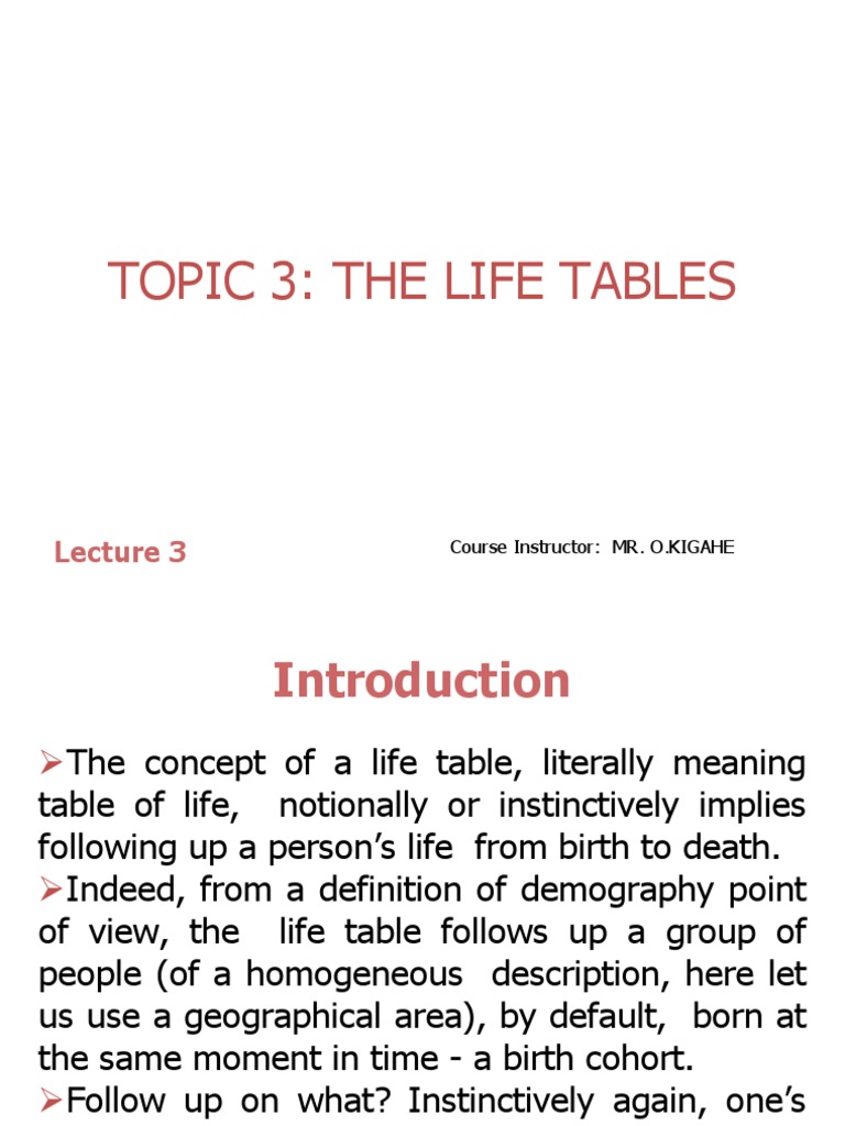 Understanding Life Tables: A Demographic Analysis of Mortality Patterns ...