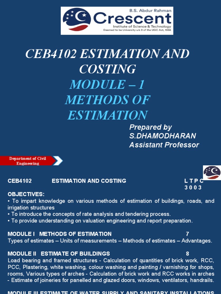 Estimation and Costing | PDF | Length | Specification (Technical Standard)