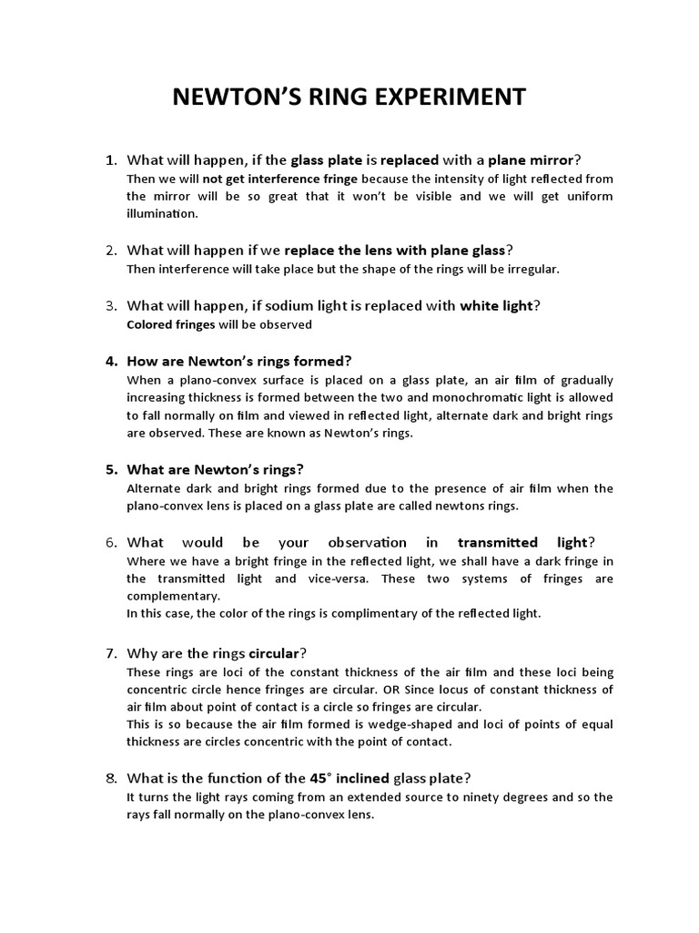 Newton's Ring Experiment | PDF | Physics | Physical Chemistry