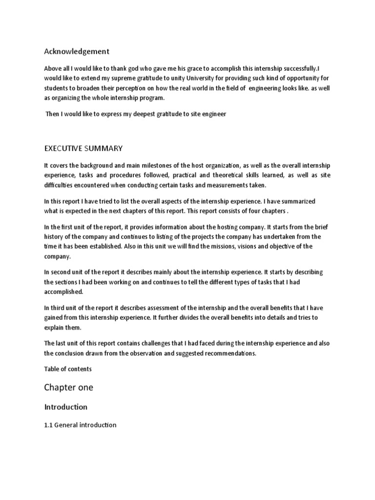 Acknowledgement | PDF | Experience | Internship